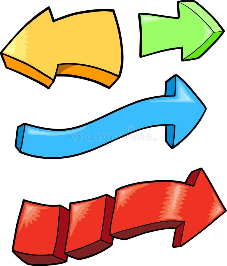 Arrows Vector Illustration Set Stock Vector - Illustration of yellow ...
