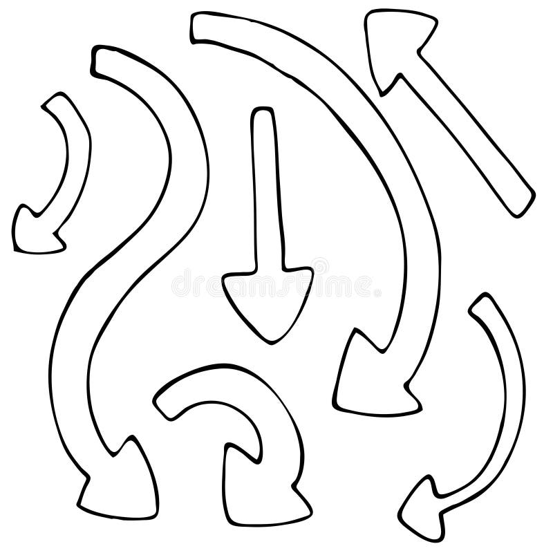 Arrows, Vector Set of Elements in Doodle Style, Coloring Stock Vector ...