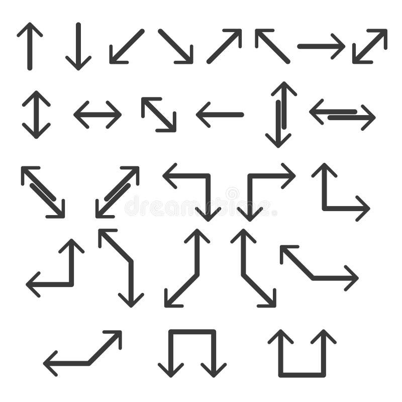 Arrows Vector Set Line Symbol Sign Direction Design Illustration Stock ...