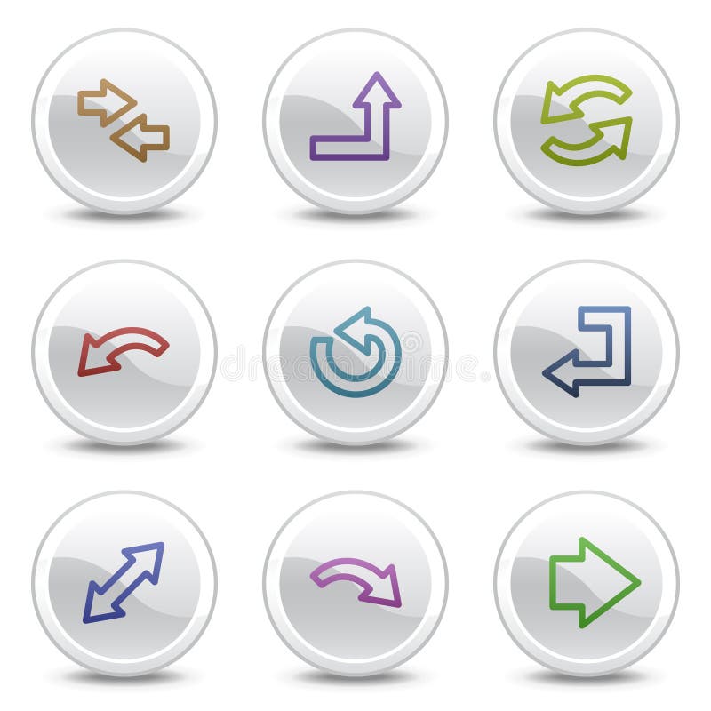 Arrows Web Colour Icons, White Circle Buttons Stock Vector ...