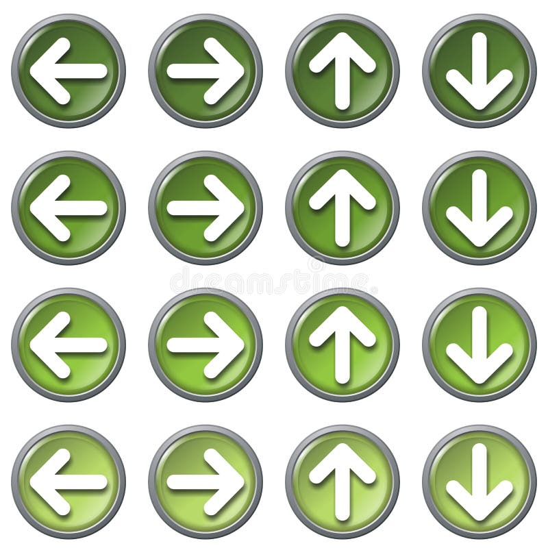 Arrows Web Icons, Green Series, Isolated In White Stock Illustration ...
