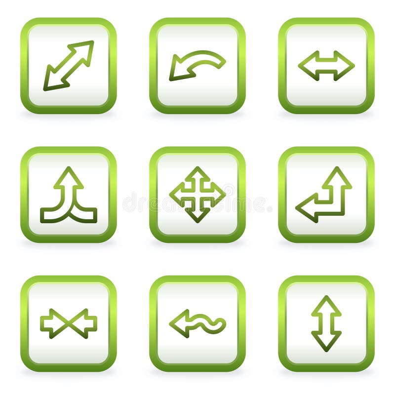 Arrows Web Icons Set 2, Square Buttons Stock Illustration ...