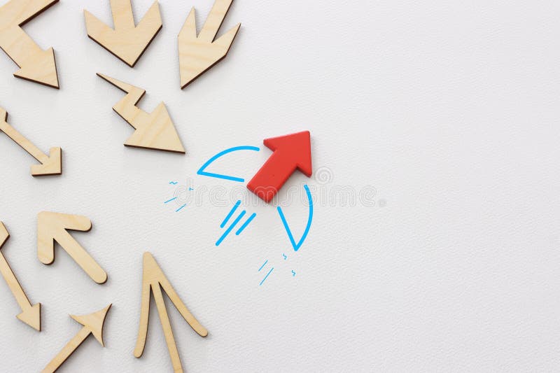 Arrows on a White Paper Background, with One of Them Painted Red ...