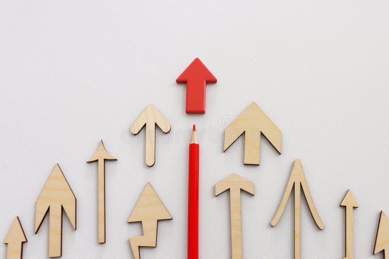 Arrows on a White Paper Background, with One of Them Painted Red ...