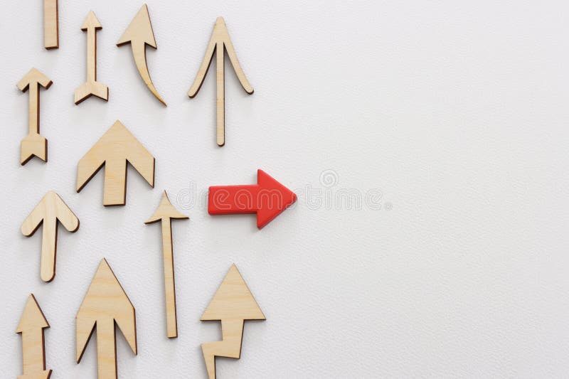 Arrows on a White Paper Background, with One of Them Painted Red ...