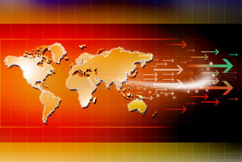 Arrows and world map stock illustration. Illustration of current - 26264639