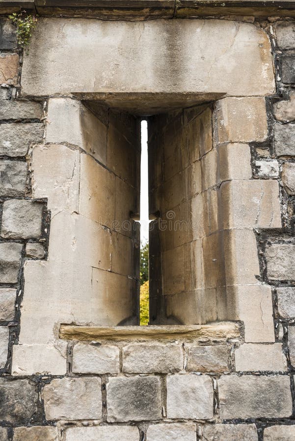 Arrowslit Window in Nunney Castle Stock Photo - Image of arrowslit ...