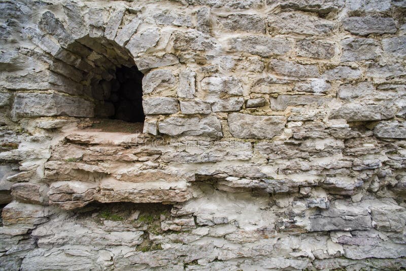 Arrowslit and Limestone Castle Wall Stock Photo - Image of europe, hole ...