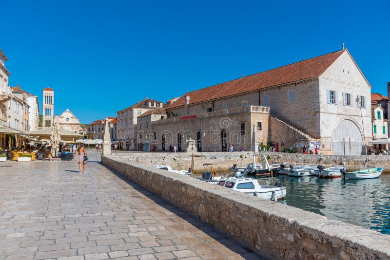 Arsenal in Hvar with Cathedral of Saint Stephan in Background, Croatia ...