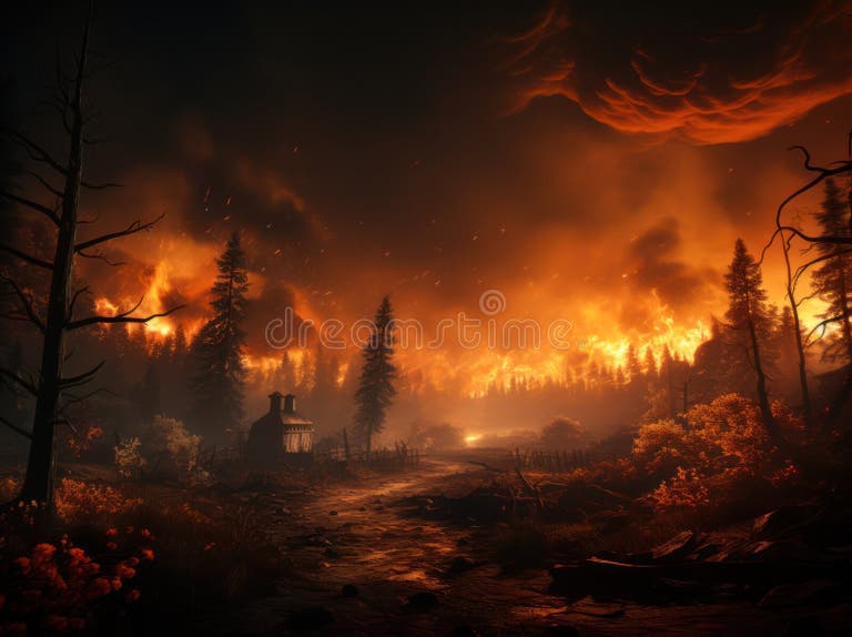 Arson in the Forest, Forest on Fire, Expansion of Fire Territory Stock ...