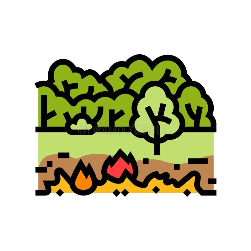 Arson Forest Wildfire Disaster Color Icon Vector Illustration Stock ...