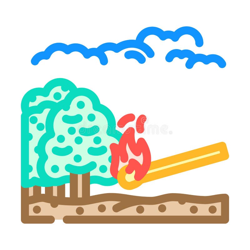 Arson Forest Wildfire Disaster Color Icon Vector Illustration Stock ...