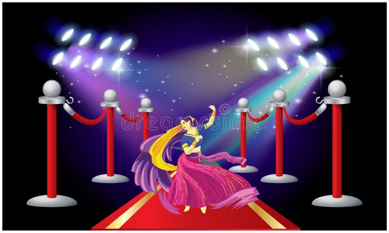 Lady is Performing Classic Dance on Red Carpet Area Stock Vector ...