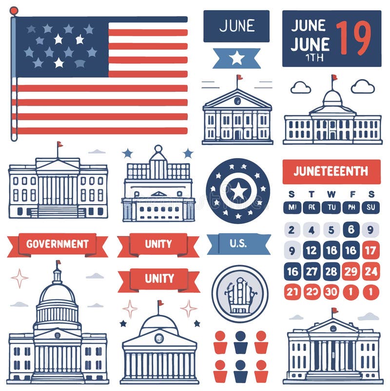 19 June, Federal Holiday Celebrated, Vector Images Stock Illustration ...