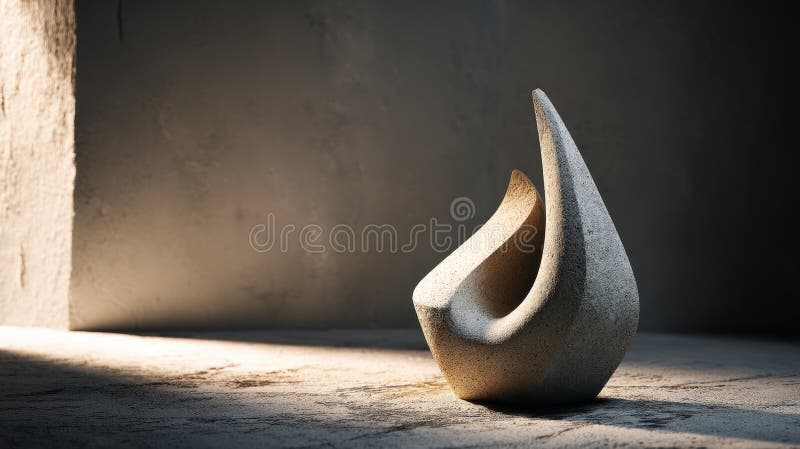 Modern Art Abstract Sculpture in Dramatic Lighting in Minimal Interior ...