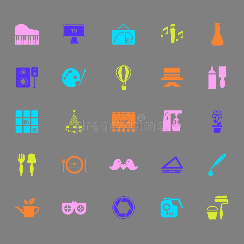 Art Activity Color Icons on Gray Background Stock Vector - Illustration ...