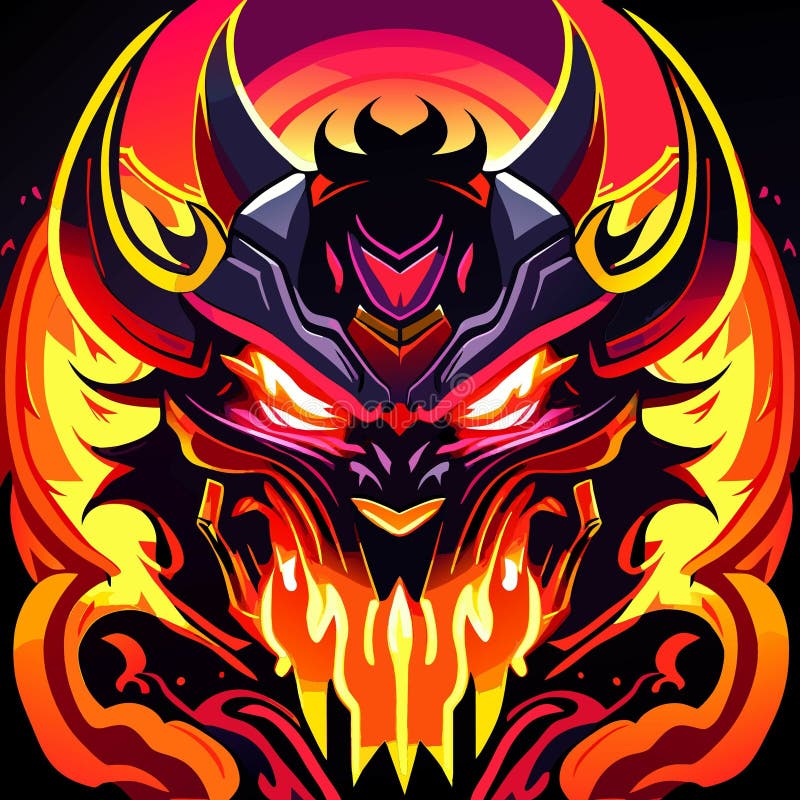 Angry Evil Monster with Flame in the Hell Stock Illustration ...