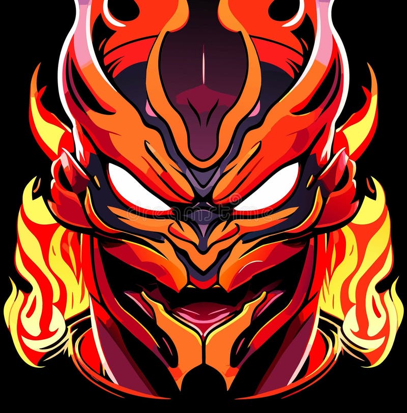 Angry Evil Monster with Flame in the Hell Stock Illustration ...