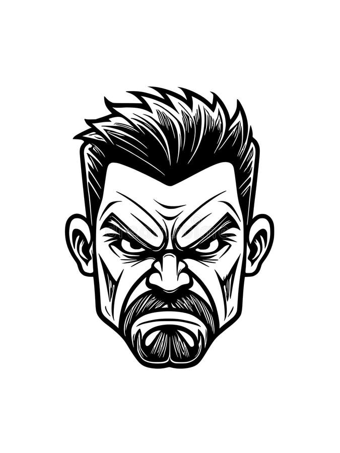 Angry Man with Beard and Mustache Illustration Stock Illustration ...