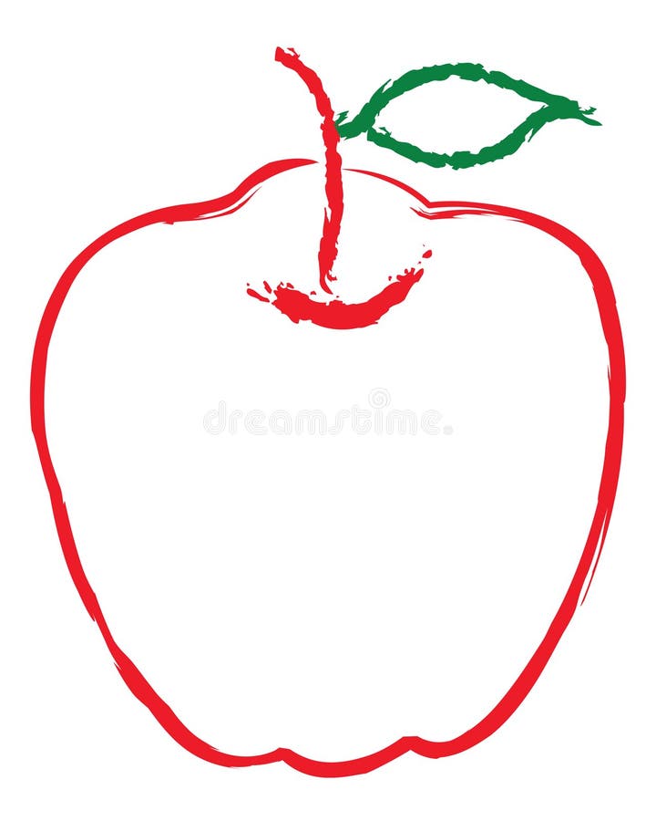 Outline of a big red apple stock vector. Illustration of apple - 3161491