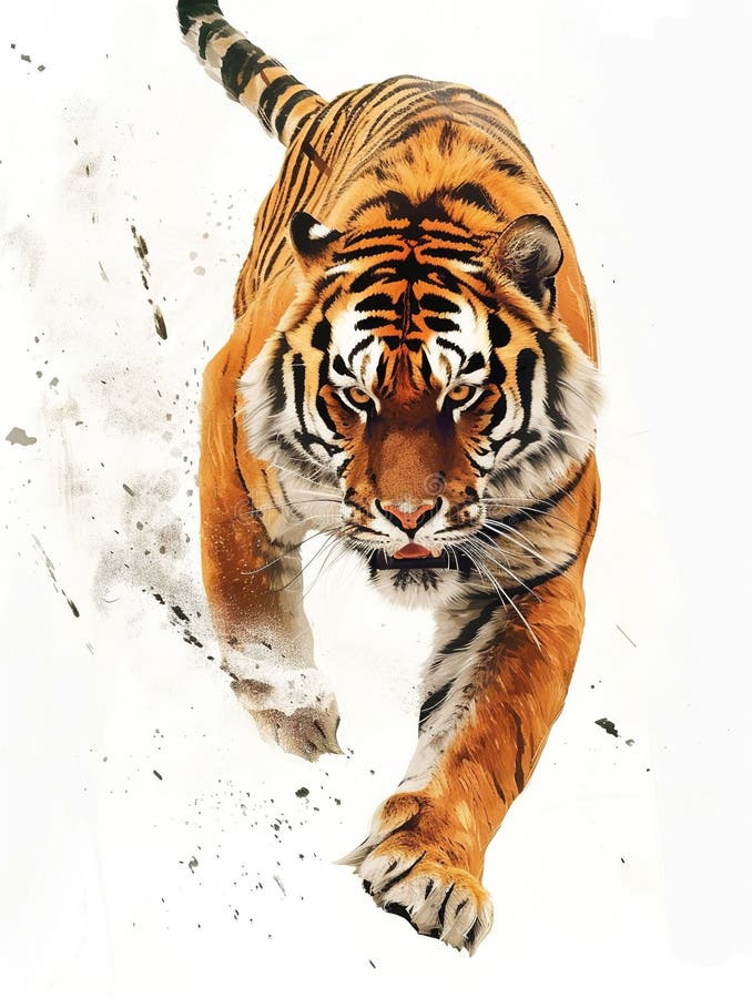 Art of Attacking Tiger. Generative AI Stock Illustration - Illustration ...