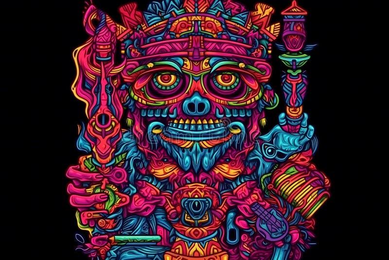Art of Aztec Mayan God. Neural Network AI Generated Stock Illustration ...