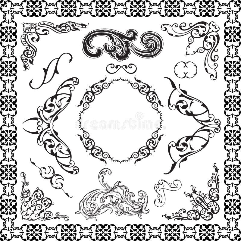 Art Baroque Graphic Art Set Stock Vector - Illustration of renaissance ...
