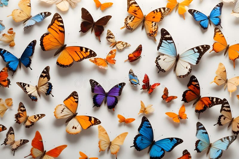 An Art of Beautiful Colorful Butterflies Collection Stock Illustration ...