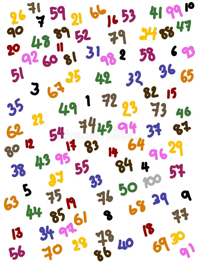 Beautiful Colorful Number 1-100 on White Background Stock Illustration ...