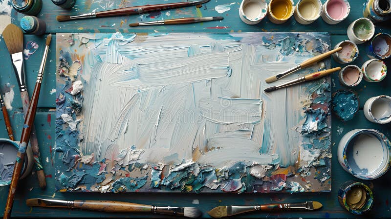 The Canvas is Being Painted with Brushes and Paint, Creating Art on a ...