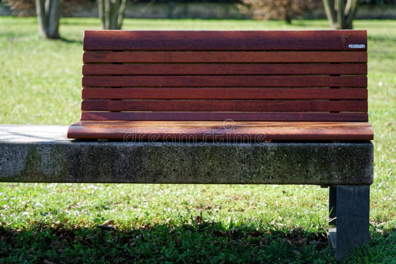 Art Bench in Public Park, Loneliness at Clear Sunny Spring Day Stock ...