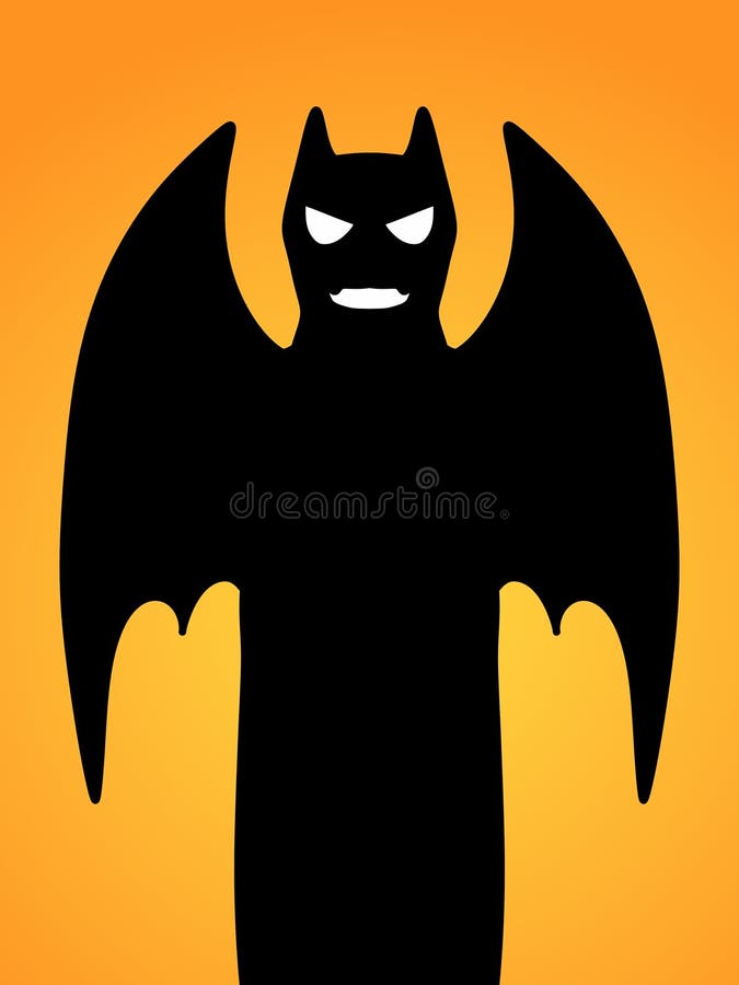 Black Evil Monster on Orange Background Stock Illustration ...