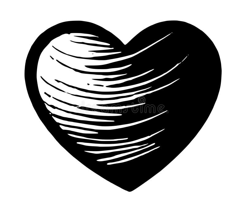 Black Heart on a White Background Stock Illustration - Illustration of ...