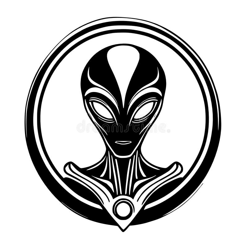 Black and White Alien with Space and Stars Stock Illustration ...
