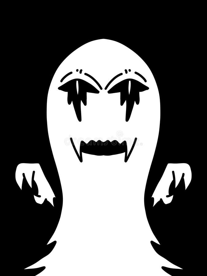Black and White of Cute Ghost Cartoon Stock Illustration - Illustration ...