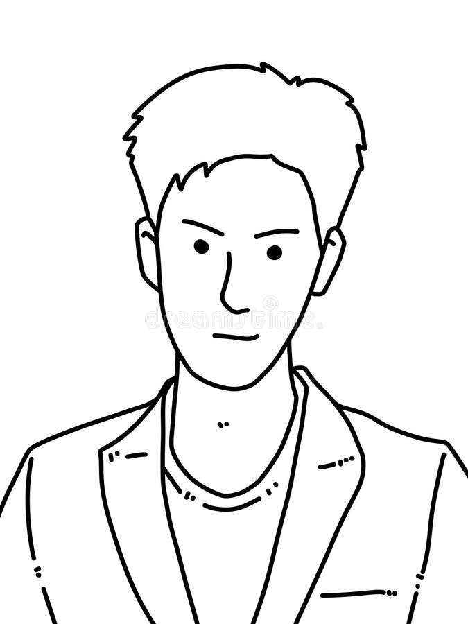Black and White of Cute Man Cartoon for Coloring Stock Illustration ...