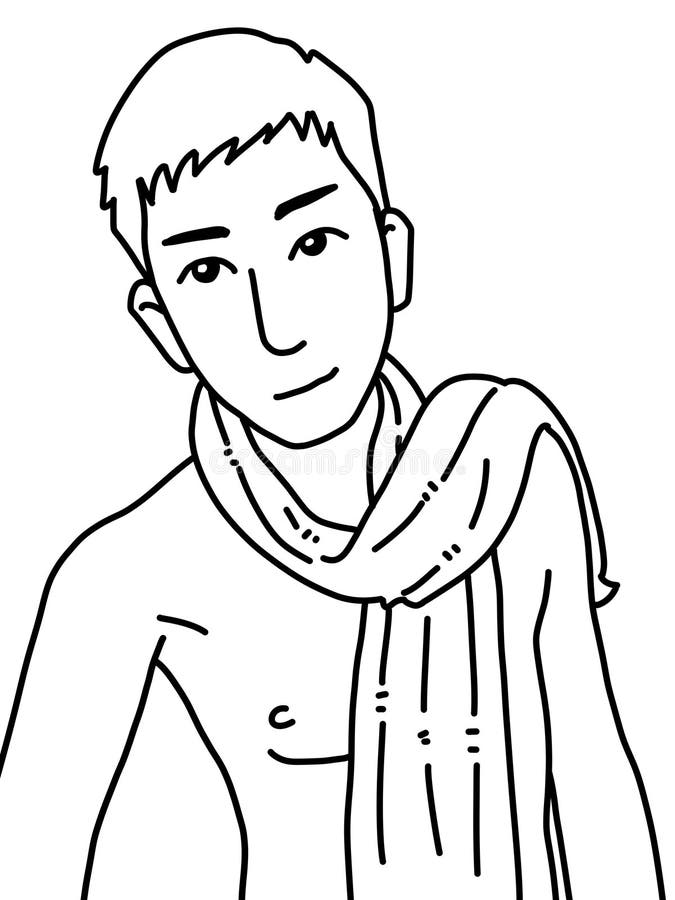 Black and White of Cute Man for Coloring Stock Illustration ...
