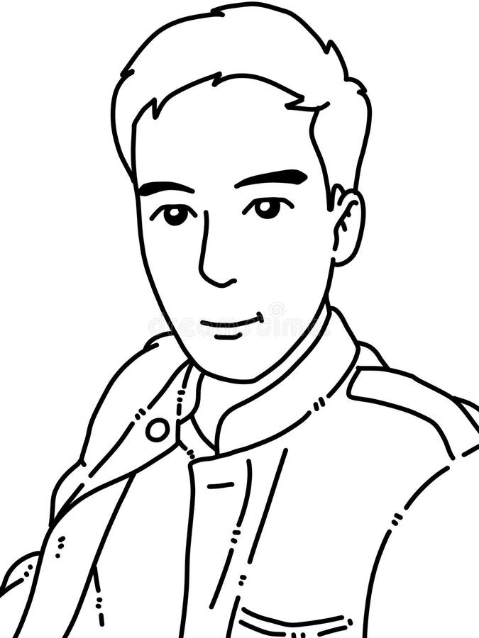 Black and White of Cute Man for Coloring Stock Illustration ...