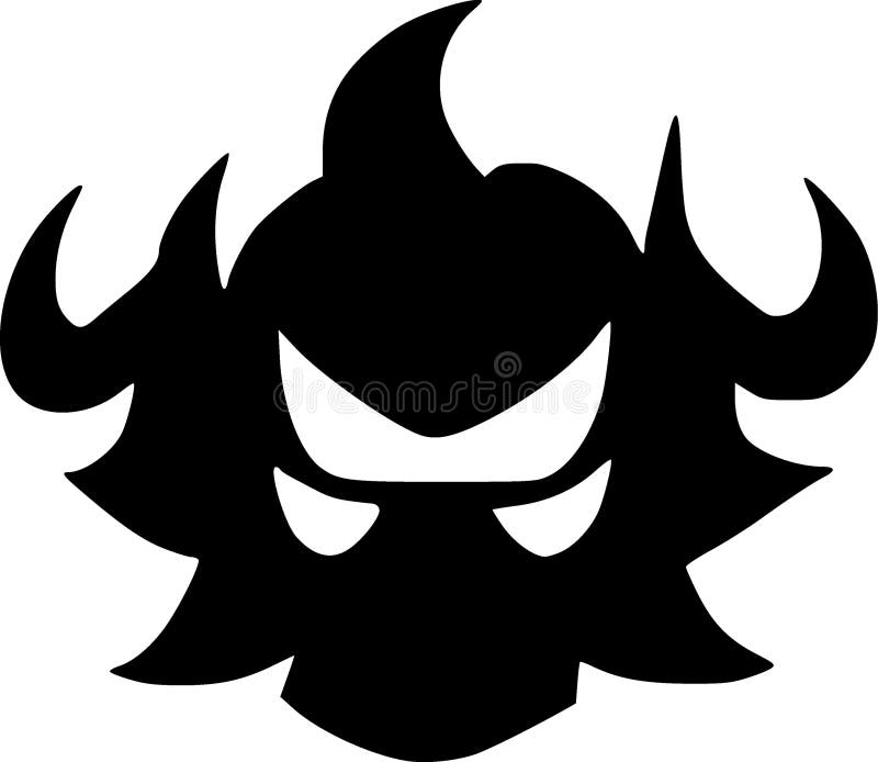 Black and White of Evil Head Shape Stock Illustration - Illustration of ...