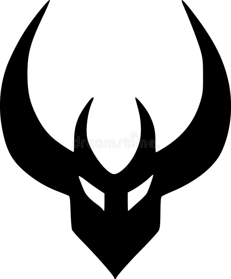 Black and White of Evil Monster Face Icon Stock Illustration ...