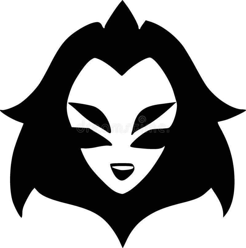 Black and White of Evil Woman Monster Icon Stock Illustration ...