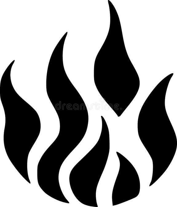 Black and White of Fire Icon Stock Illustration - Illustration of ...