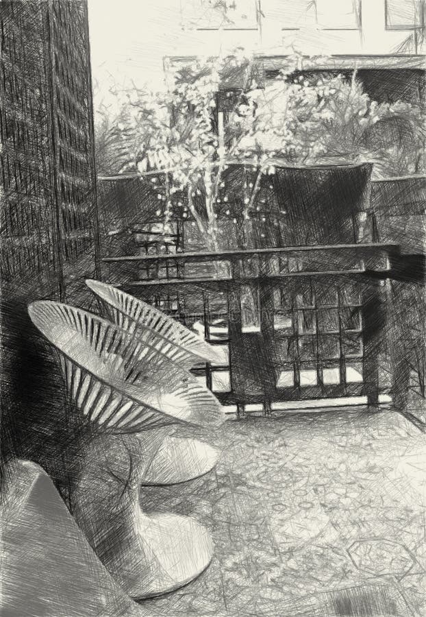 Black and White of Home Background Stock Image - Image of chair, modern ...