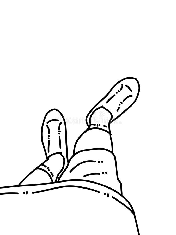 Black and White of Leg Man Cartoon for Coloring Stock Illustration ...