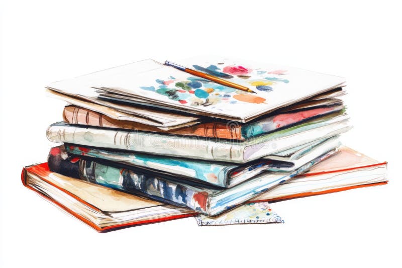 Art Books and Creative Sketches Stock Illustration - Illustration of ...