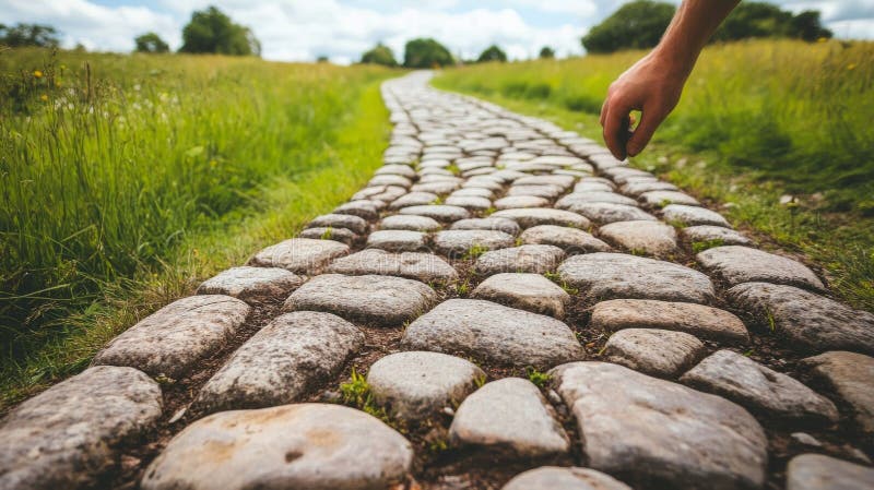 The Art of Building Cobblestone Paths with Precision and Care Stock ...