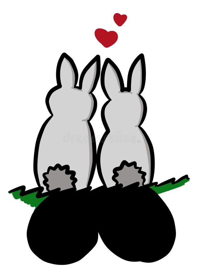 Cartoon Couple Rabbit in Love Stock Illustration - Illustration of ...