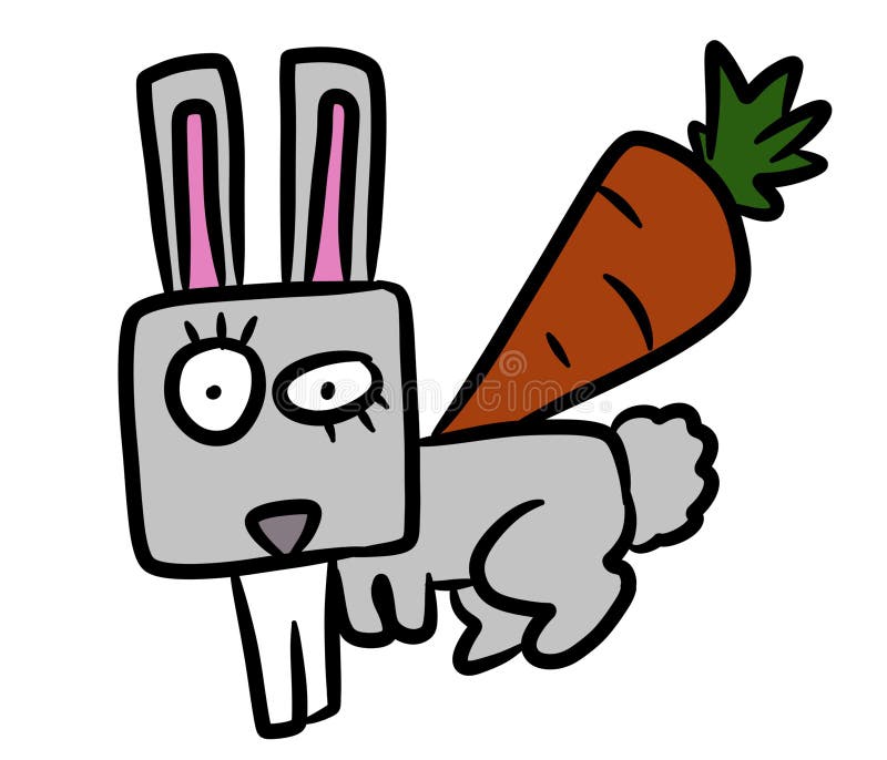 Cartoon Rabbit on a White Background Stock Illustration - Illustration ...