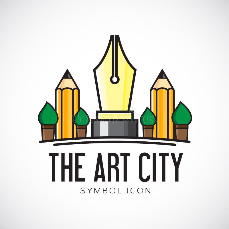 Art City Vector Concept Symbol Symbol Eller Logo Vektor Illustrationer ...