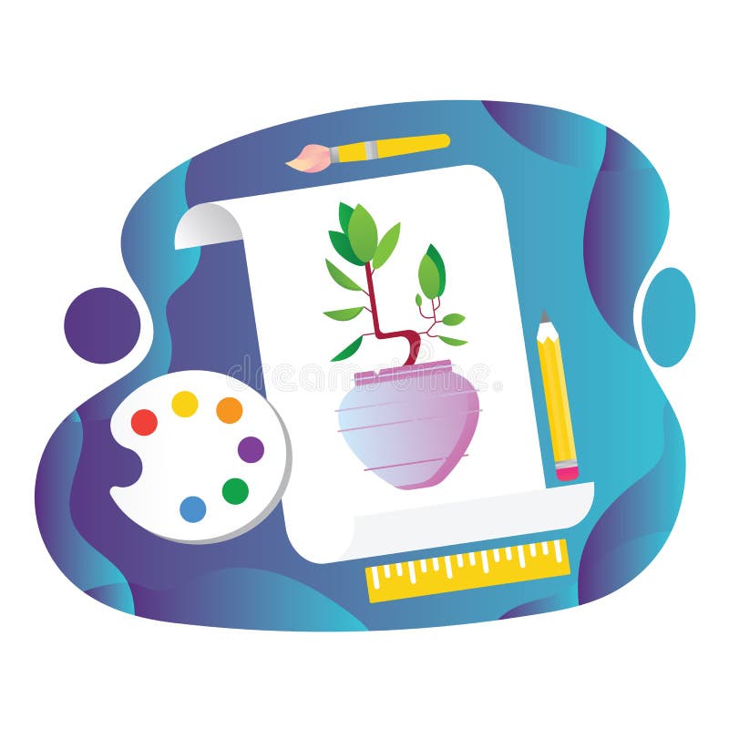 Art Class and Painted Still Life Vector Concept for Computer and Mobile ...